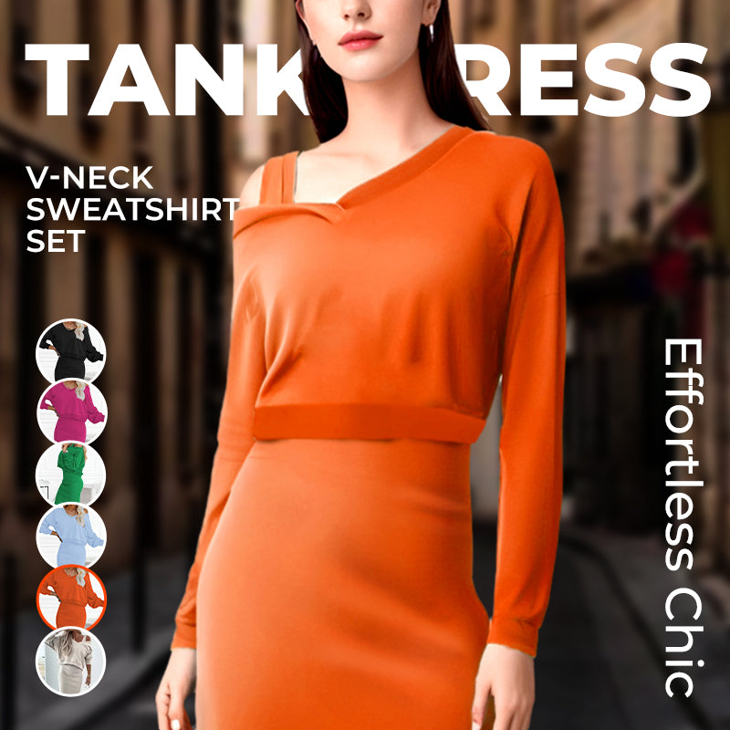 💥2025 Ny ankomst - 49 % RABATT💥Dame 2-delt sett ermeløs kjole og løs g ...